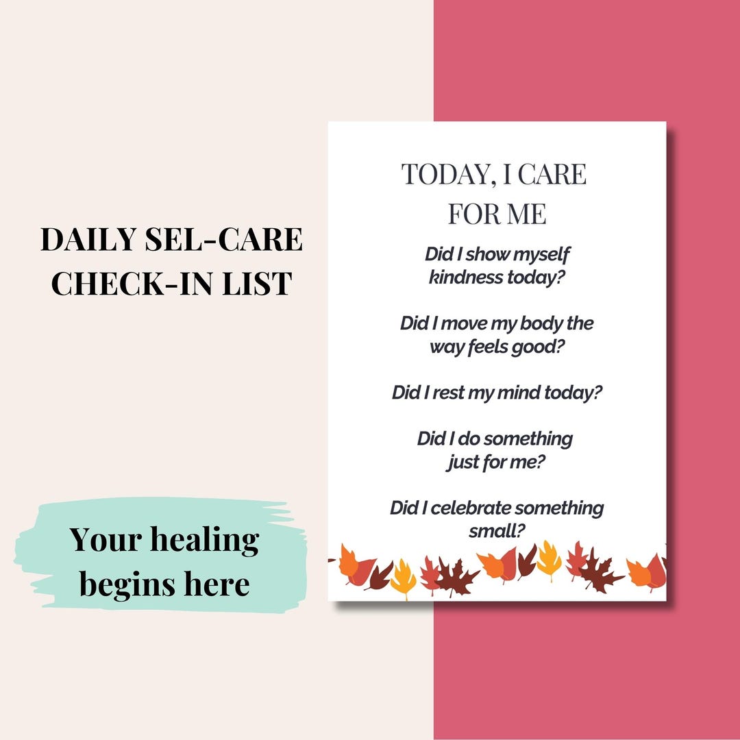 Daily Self-care Check-in Positive Energy Printable Insert,digital ...