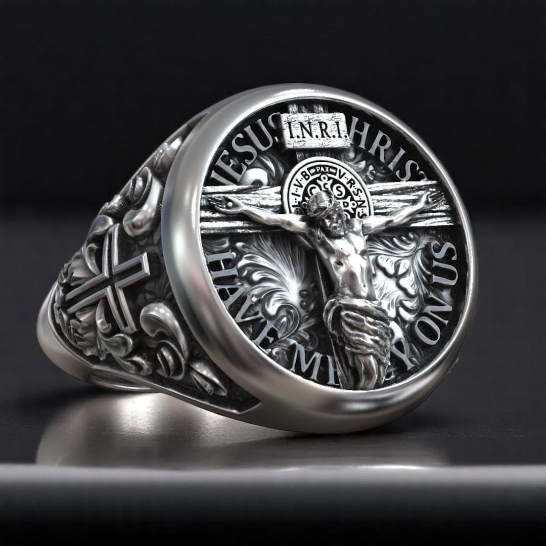 Jesus Christ Crucifixion Ring – Catholic Orthodox Christian INRI Cross ...