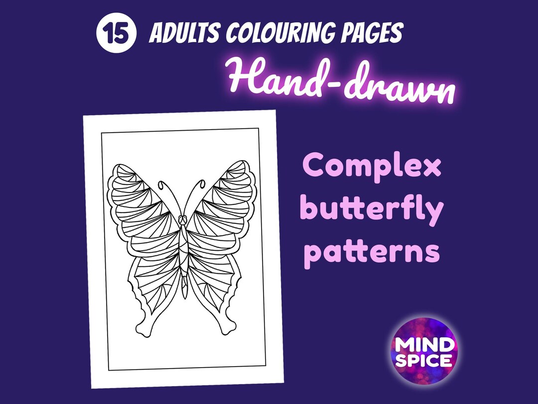 COMPLEX BUTTERFLY PATTERNS, 15 Hand-drawn Colouring Pages for Adults - Etsy