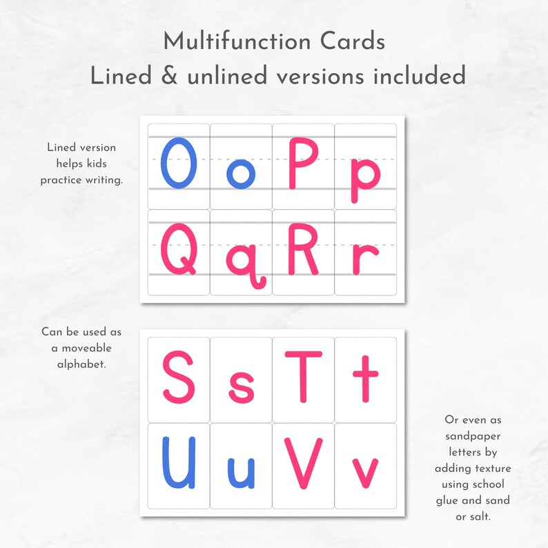 Alphabet Poster + 156 Flashcards Bundle, Montessori Moveable Sandpaper ...