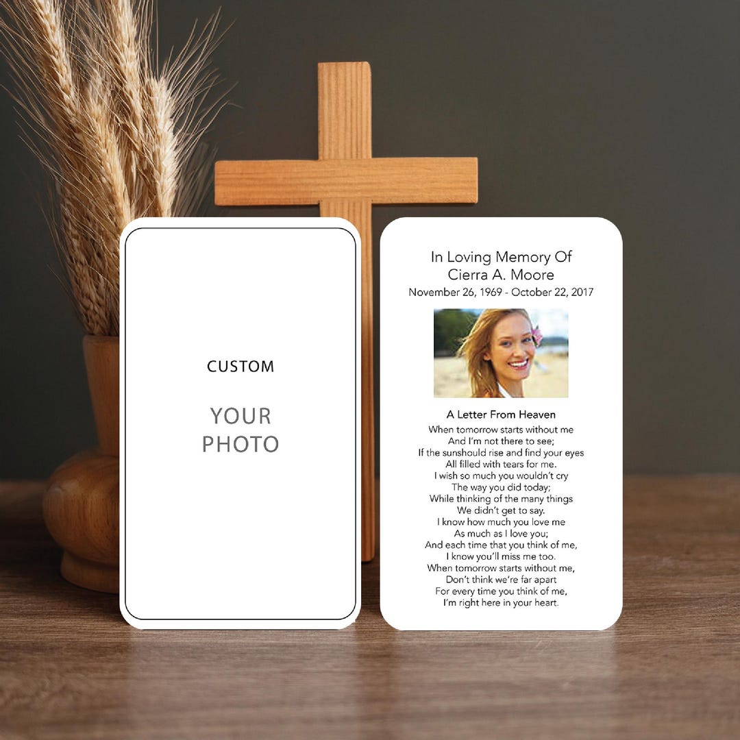 Custom Memorial Prayer Cards: Funeral Celebration of Life (printed ...