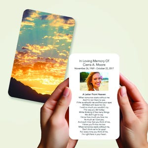 Funeral Print Memorial Card/digital, Custom Funeral Card With Photo of ...