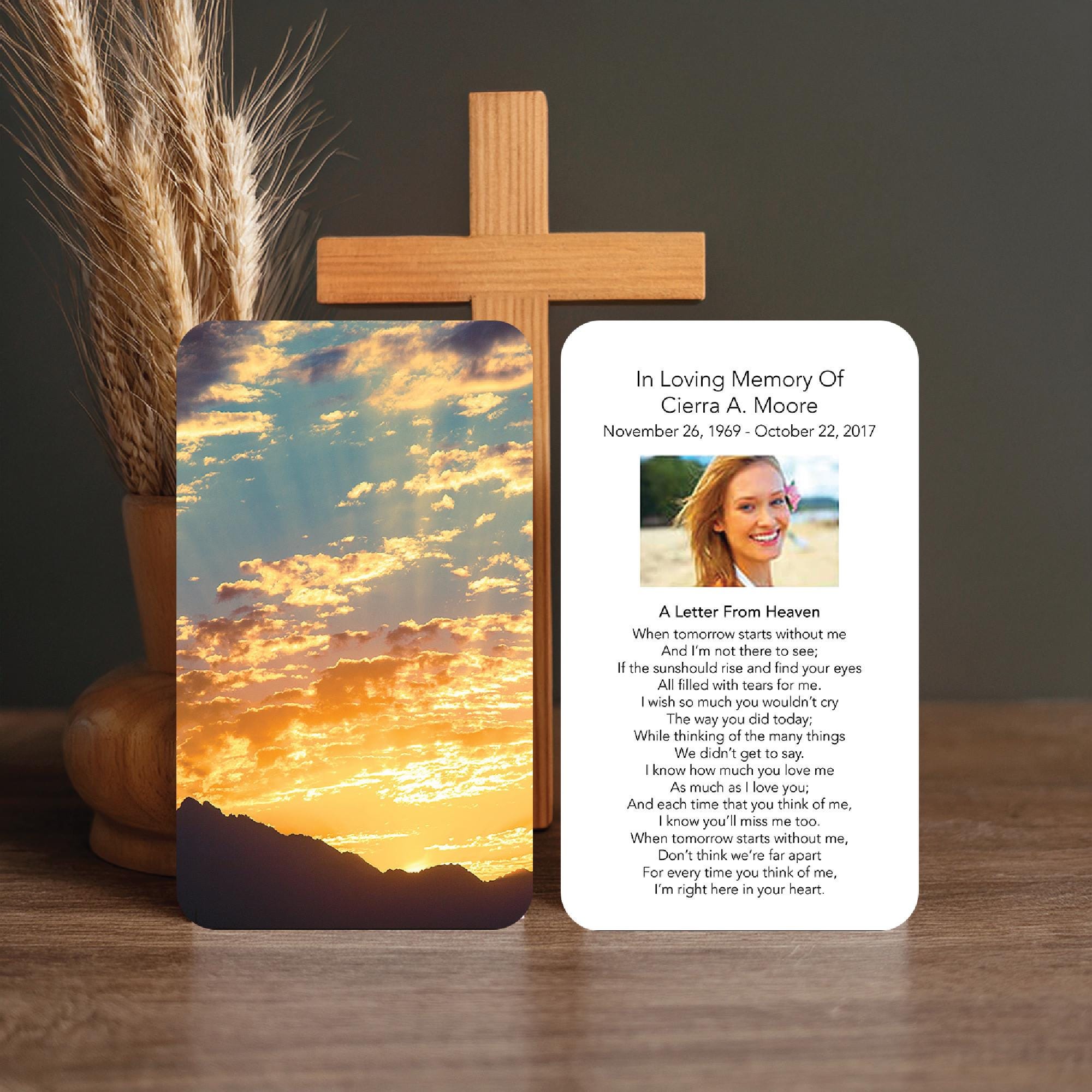 Funeral Print Memorial Card/digital, Custom Funeral Card With Photo of ...