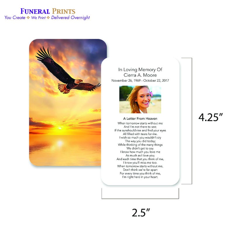 Custom Eagle Memorial Memory Cards: Funeral, Celebration of Life ...