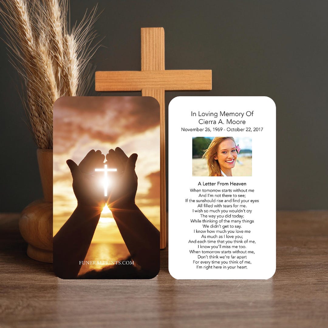 Custom Memorial Prayer Card With Photo: Celebration of Life (printed ...