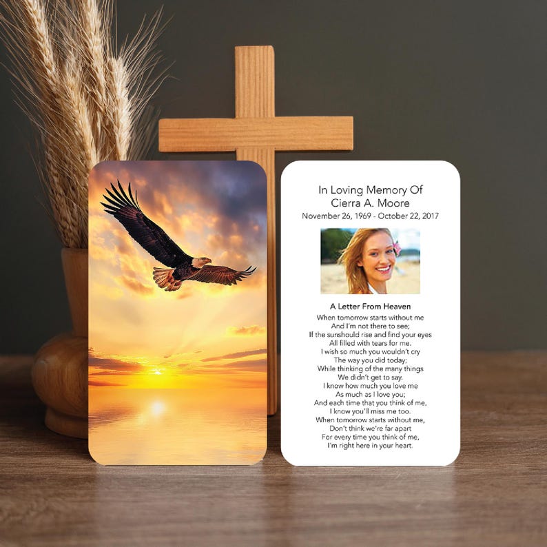 Custom Eagle Memorial Memory Cards: Funeral, Celebration of Life ...