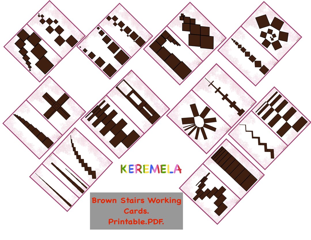 Montessori Brown Stair Activity Cards | 20 Combinations | Printable PDF ...