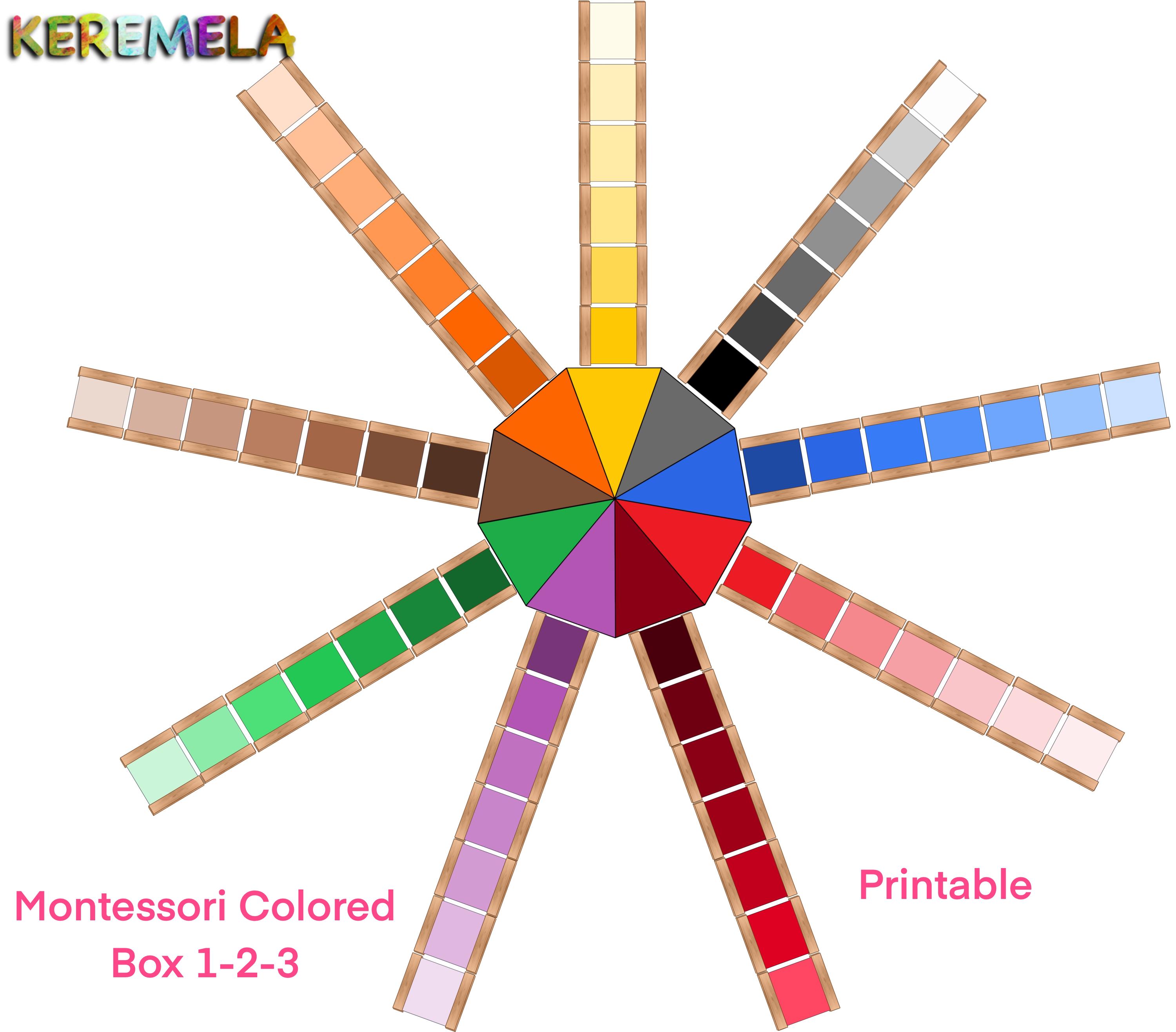 Montessori Color Tablets Printable | 3 Primary & 6 Secondary Colors | 7 ...