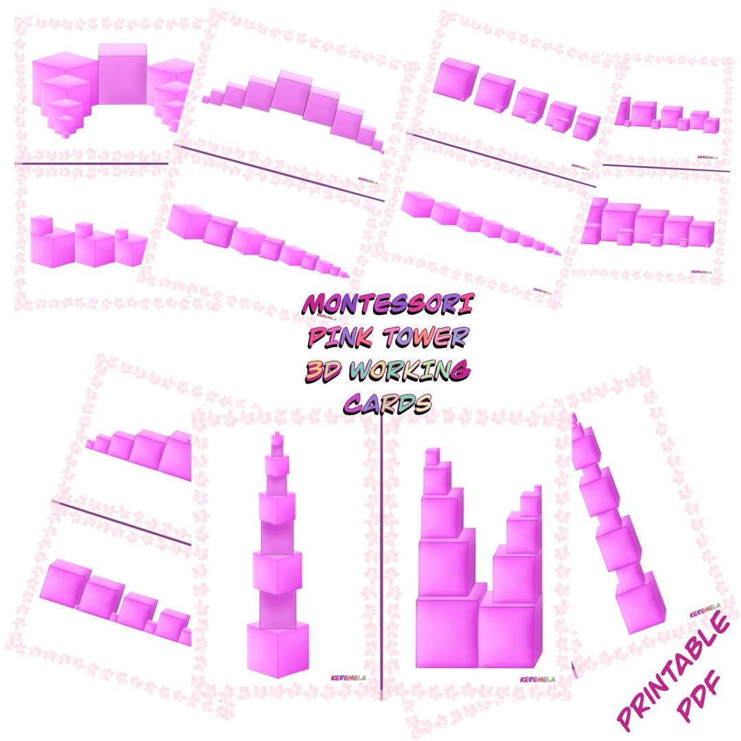 3D Montessori Pink Tower Activity Cards | 14 Printable Challenges | PDF ...