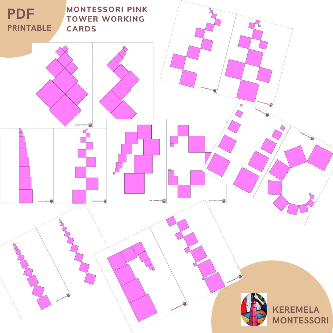 Montessori Pink Tower Activity Cards-printable PDF for Visual ...