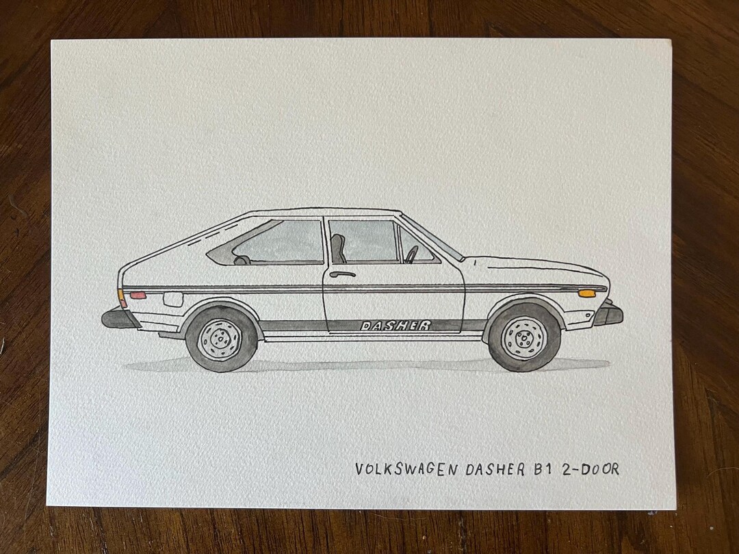 VW Dasher B1 2-door 9” X 12” Watercolor Painting - Etsy