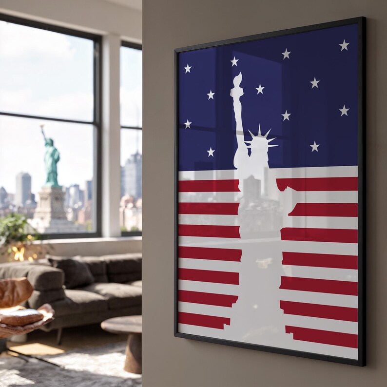 Statue of Liberty Digital Poster | USA Flag Colors Printable Art ...