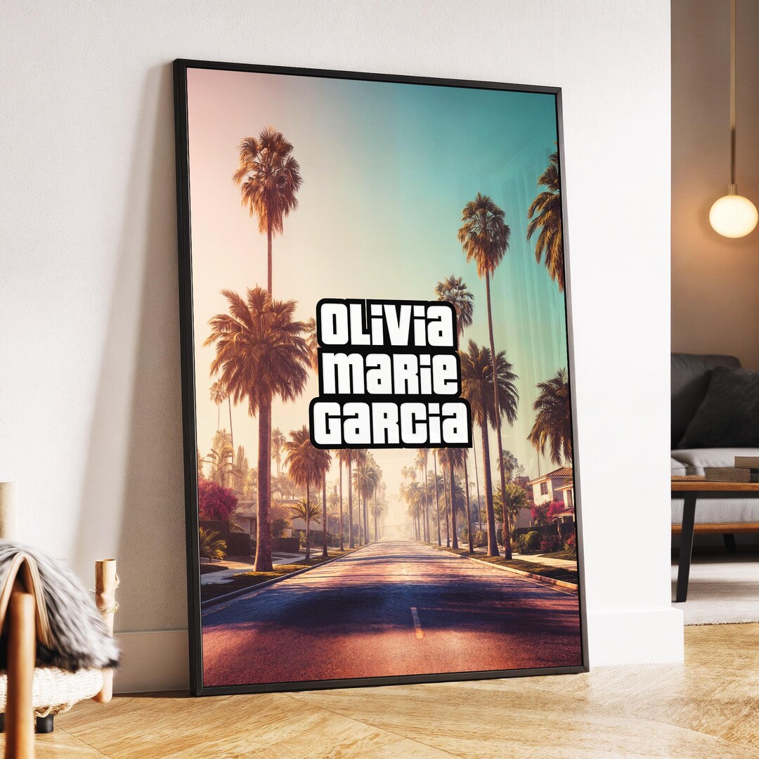 GTA Style Custom Name Poster – Personalized Wall Art Print With First ...