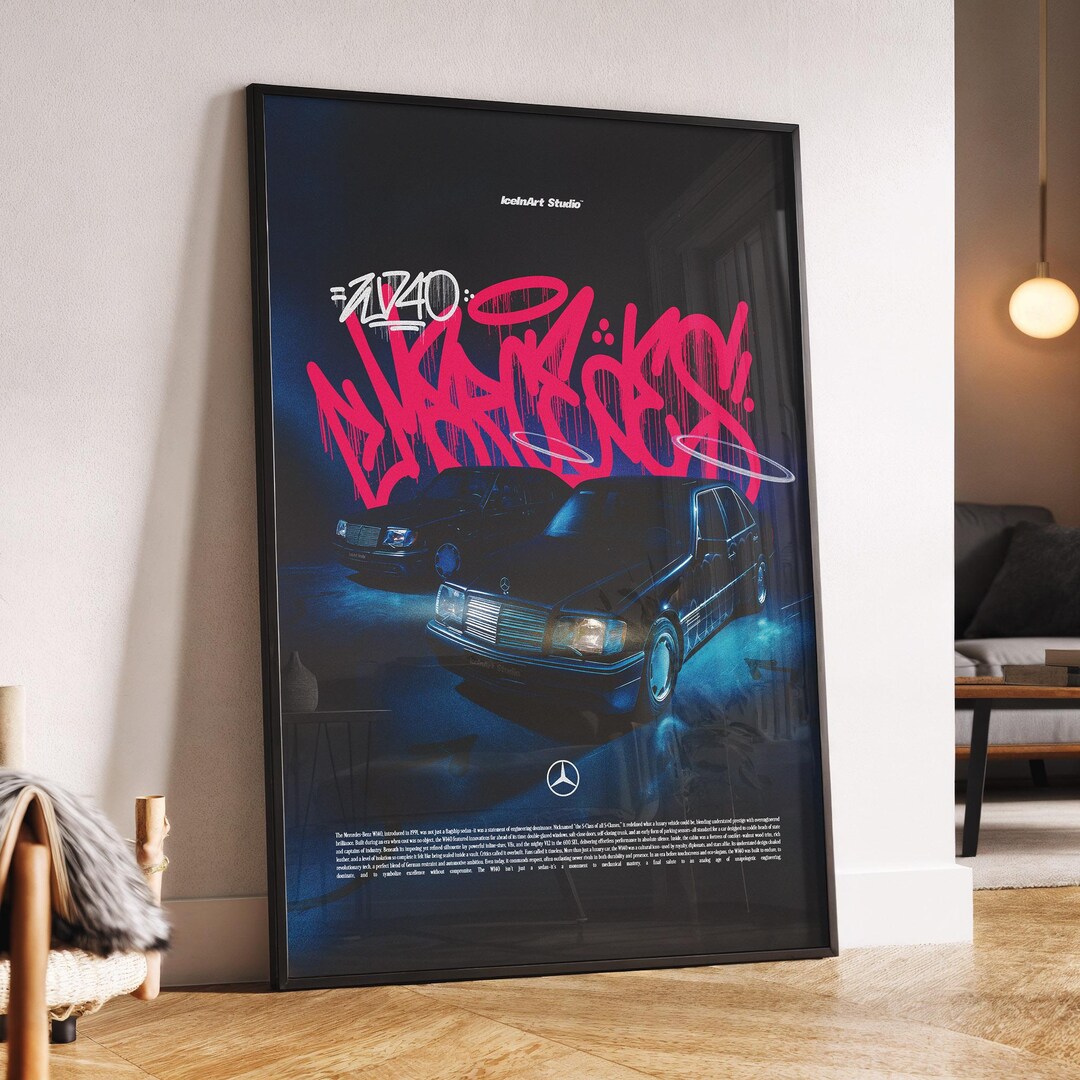 Mercedes W140 Graffiti Wall Art | Car Poster | Gift for Him | Garage ...