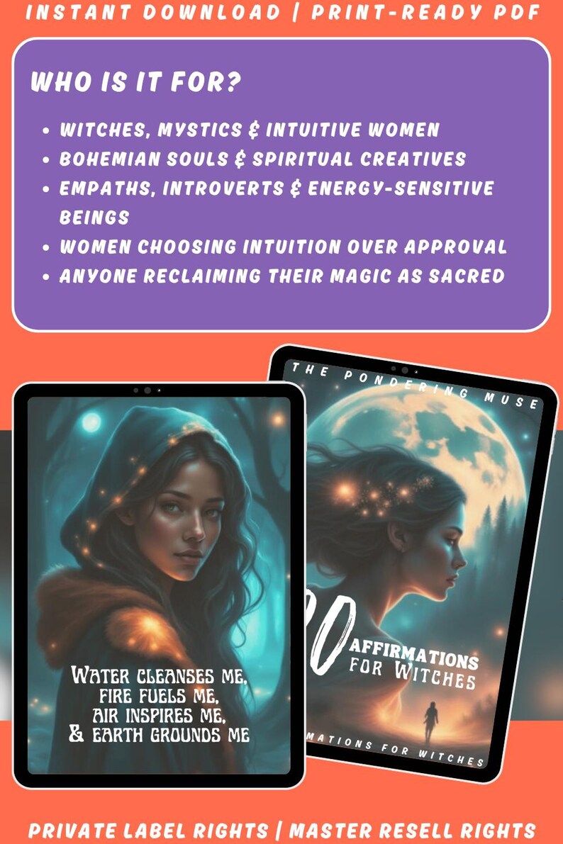 Affirmations for Witches | Printable Bohemian Spiritual Cards ...