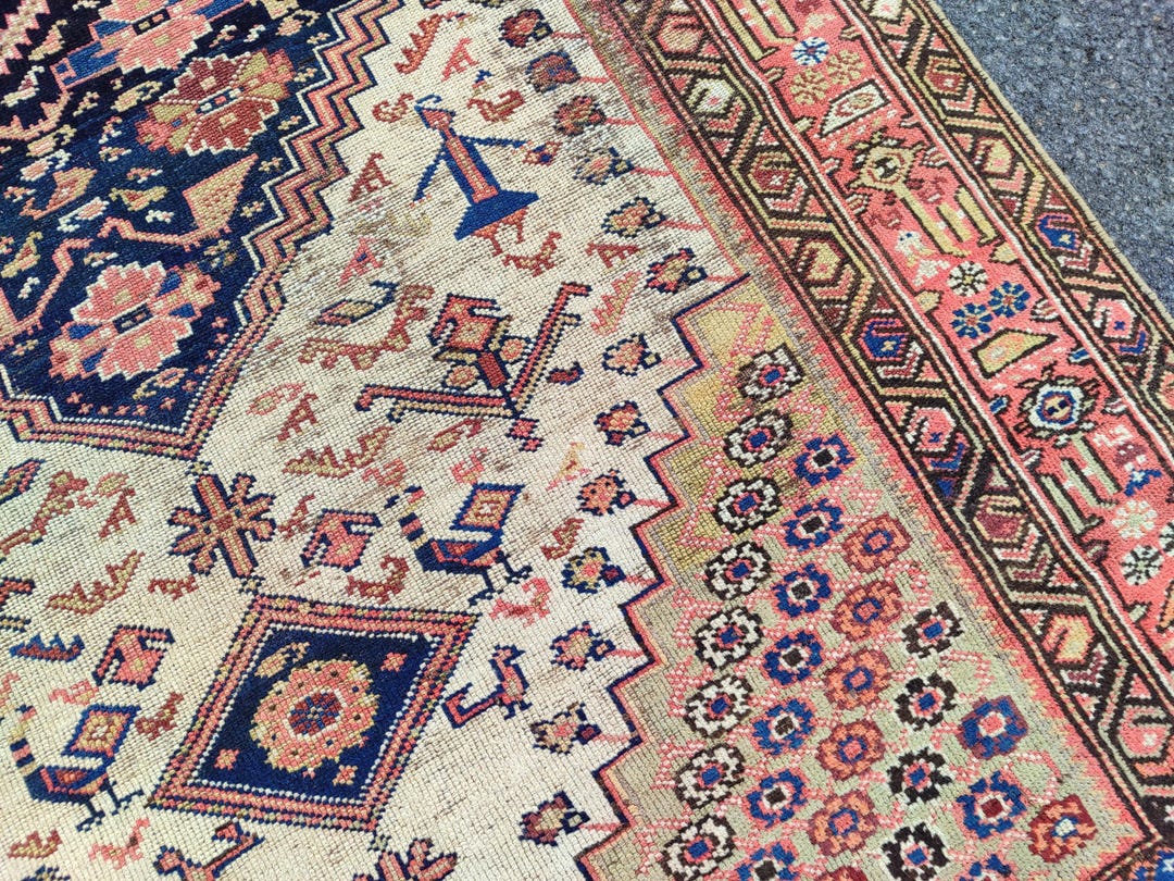 1800s Antiques Persian Carpet 6x9, Hand Knotted Oriental Old Rug Large ...