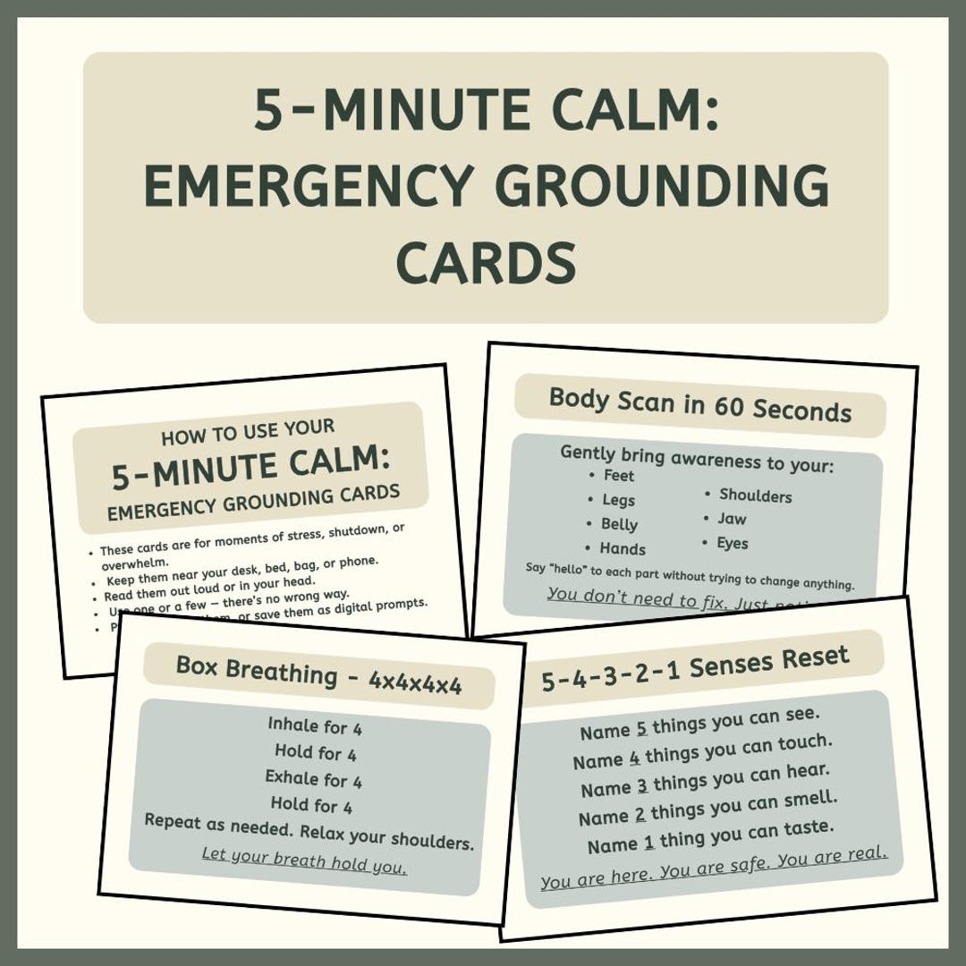5-minute Calm: Emergency Grounding Cards - Etsy