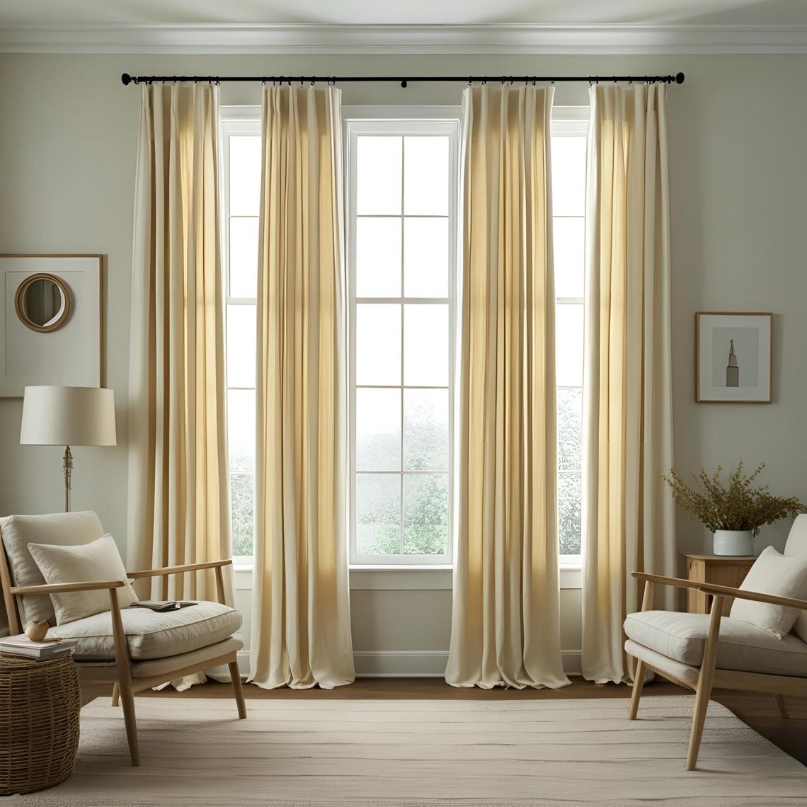 Extra Long Linen Curtains Panels, White, Ivory, Natural Colors, Custom ...