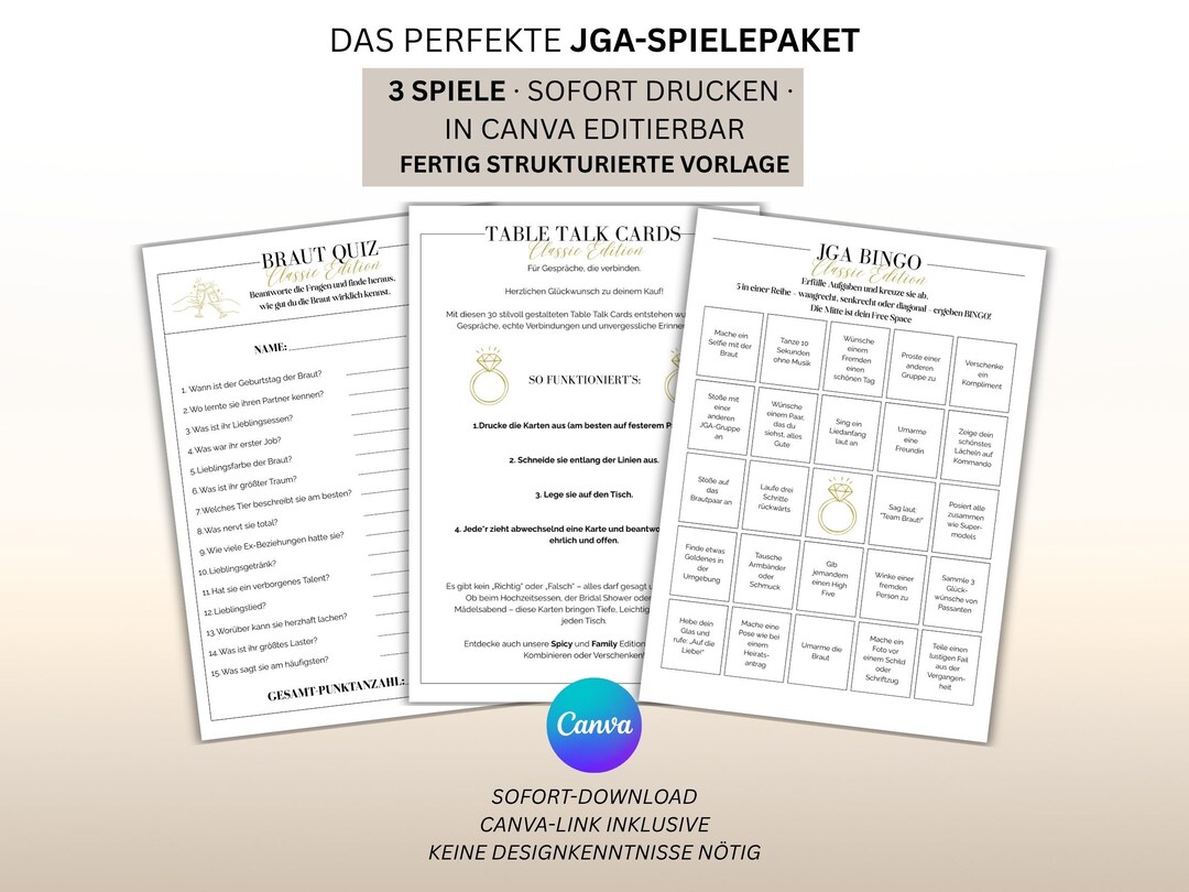 Editable Bachelorette Party Games Bundle – Classic Edition | Printable ...