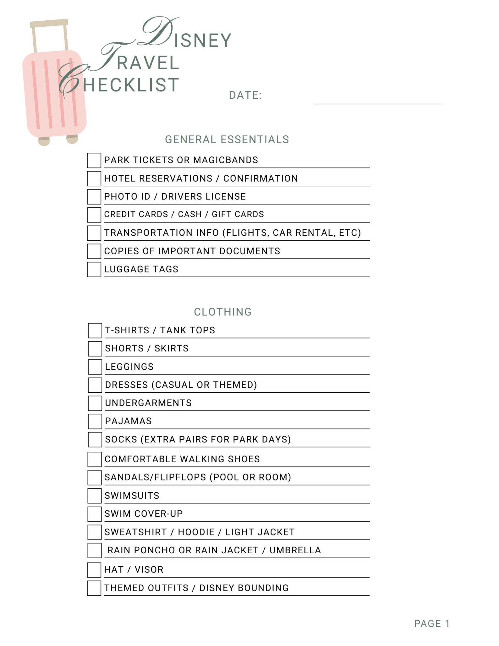 INSTANT Digital Download - Disney World Packing List BUNDLE | Digital ...