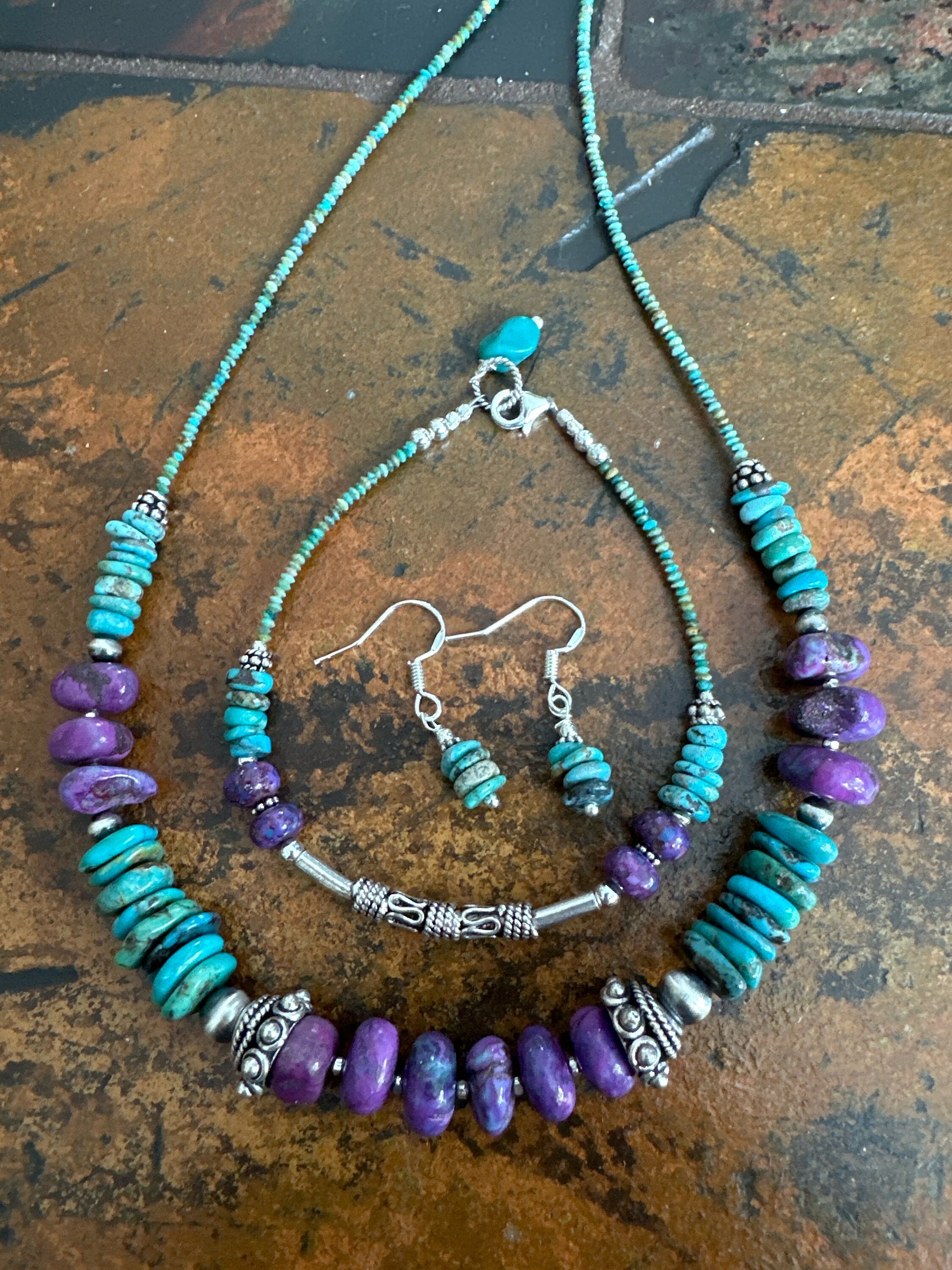Purple Mojave Turquoise Blue Turquoise Necklace Bracelet Earrings Jewelry Set - Etsy
