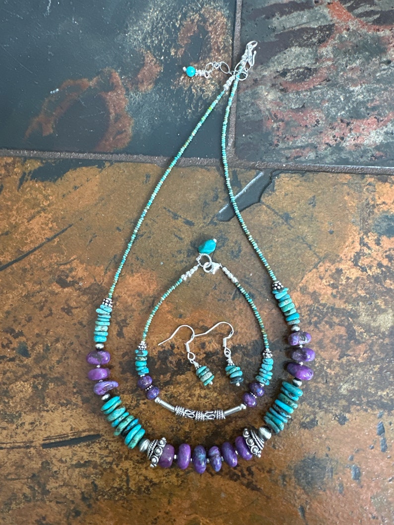 Purple Mojave Turquoise Blue Turquoise Necklace Bracelet Earrings Jewelry Set - Etsy