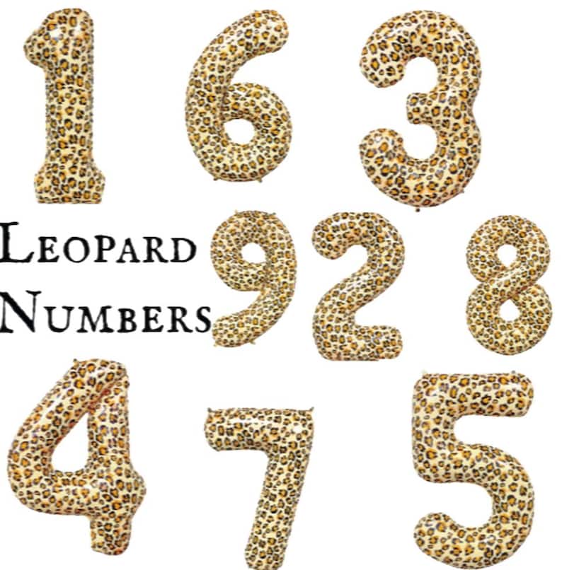 30" Leopard Print Numbers Foil Balloons Supply Events Birthday ...