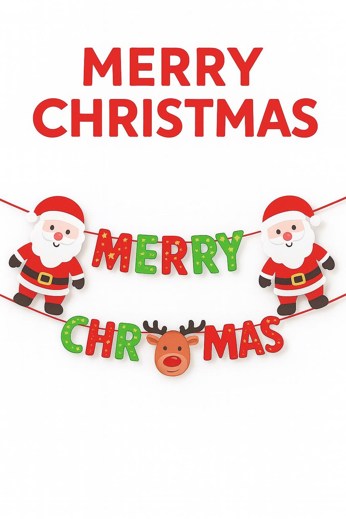 Festive Paper Christmas Garland Banner: Santa, Reindeer & Snowman - Etsy