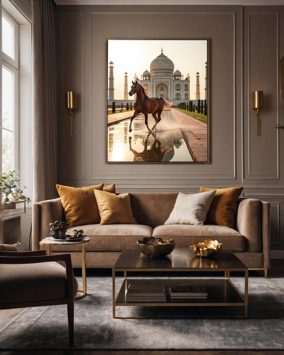 Arabian Stallion Wall Art | Taj Mahal Golden Hour Equestrian Print ...