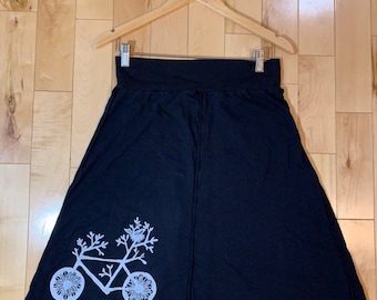 Items similar to Bicycle print skirt with high waist and pleats, womens ...