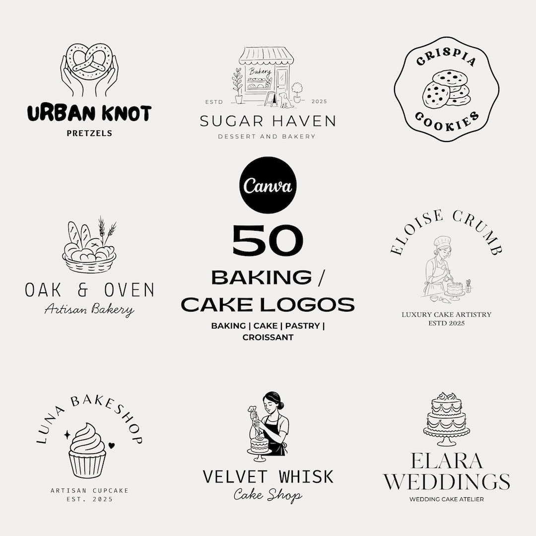 50 Premade Bakery Logos | Customizable Pastry Chef Logo | Baker Logo ...
