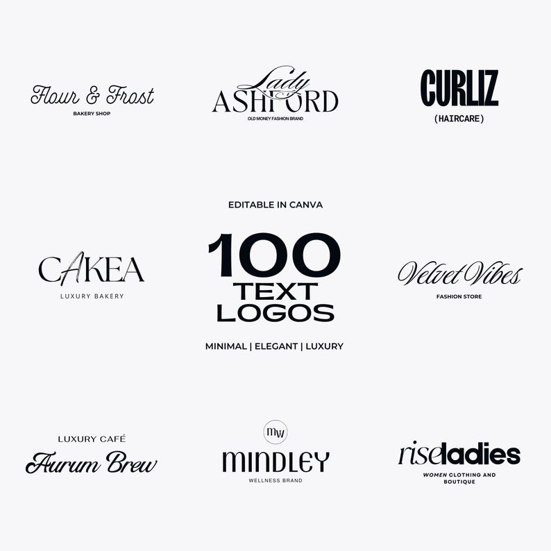 100 Premade Text Logo, Editable Minimal Logo for Small Business, Luxury ...