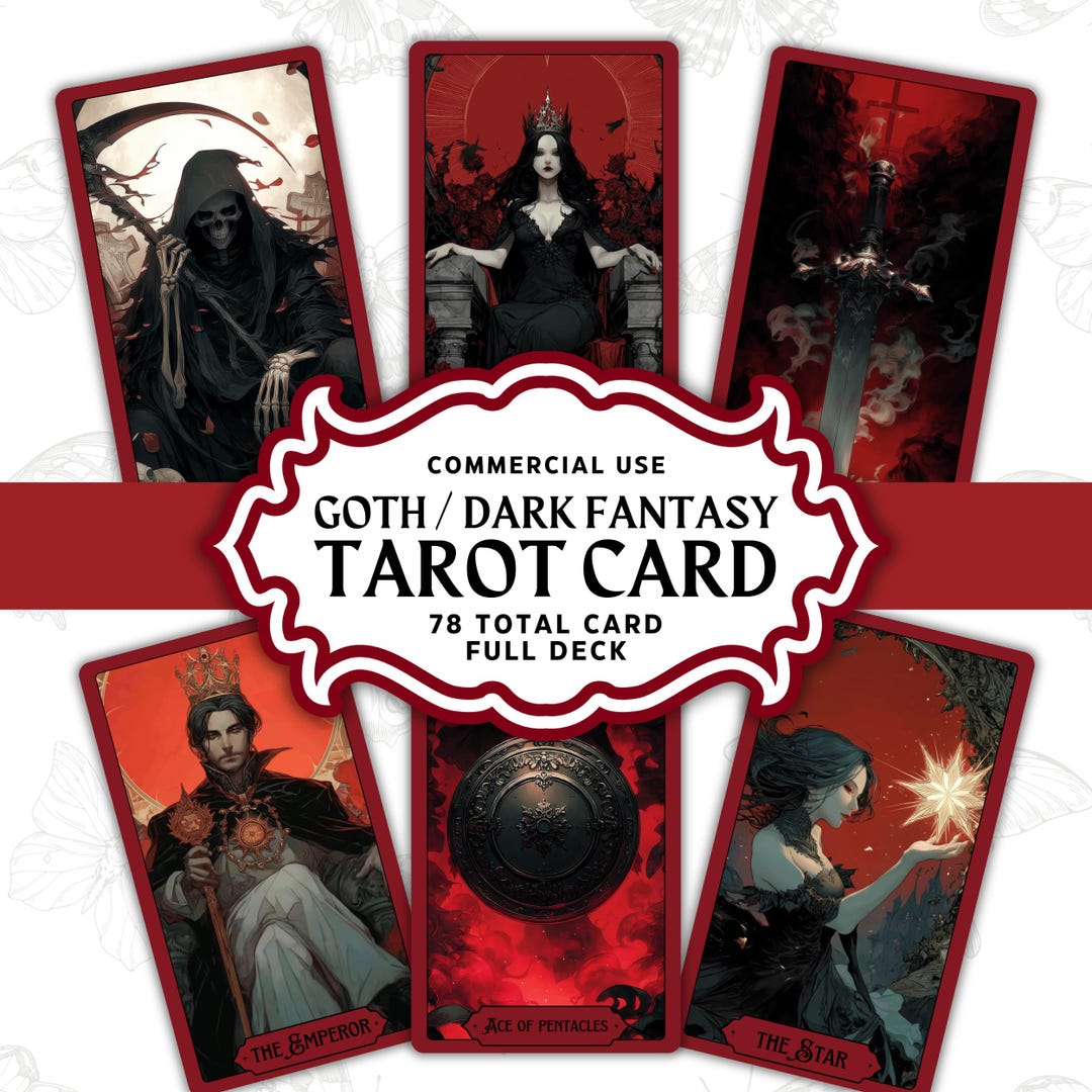 Printable Tarot Deck Gothic Theme, Dark Fantasy, 78 Cards Tarot Deck ...