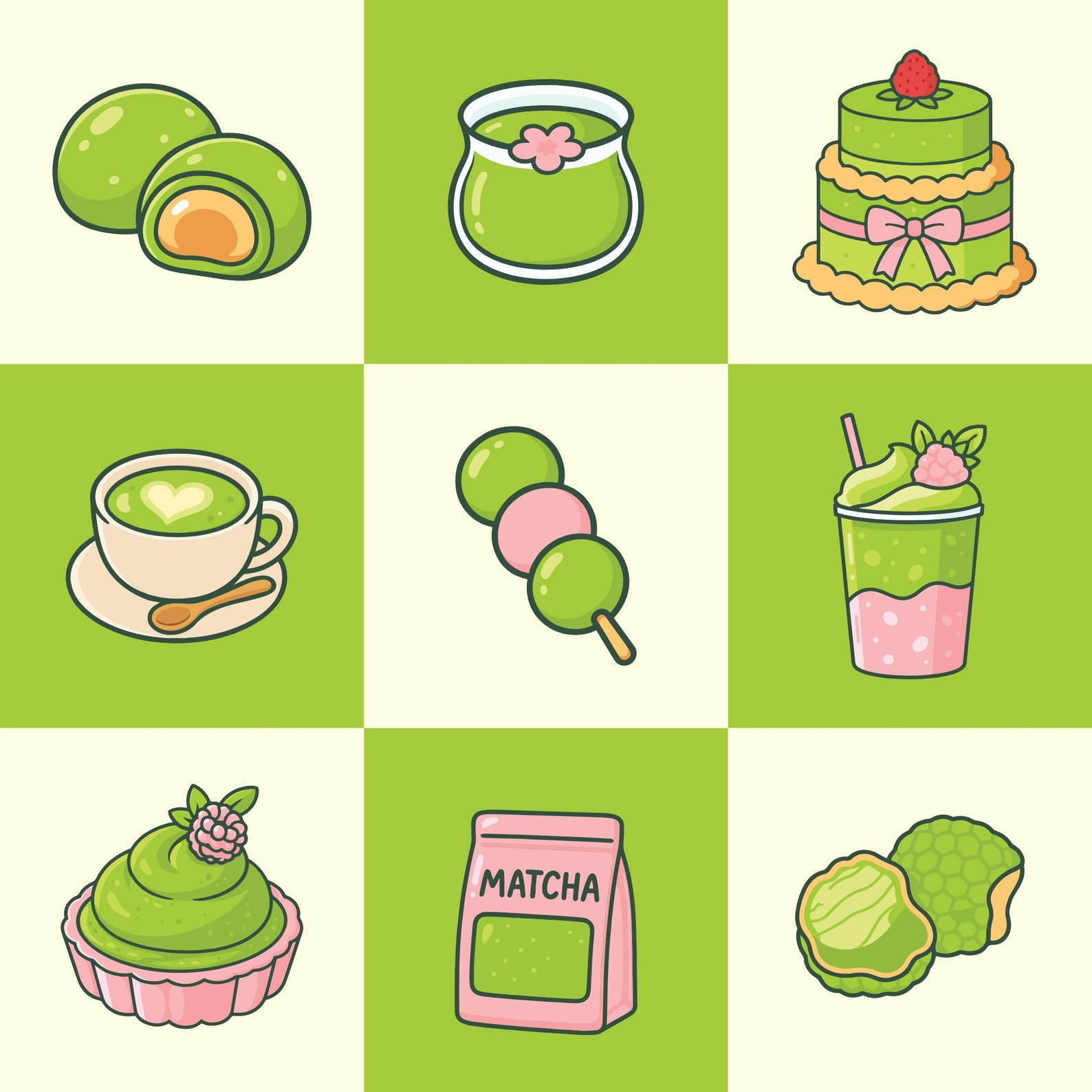 25 Cute Matcha Tea Illustrations | Kawaii Matcha Clipart | Cute Matcha ...