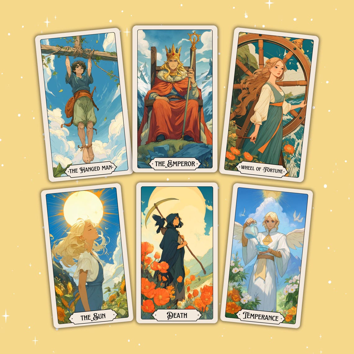 Printable Tarot Deck Anime Theme Major Arcana Deck, 22 Cards Tarot Deck ...