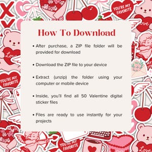 50 Digital Valentine's Day Stickers | Valentine Vinyl Sticker PNG, SVG ...