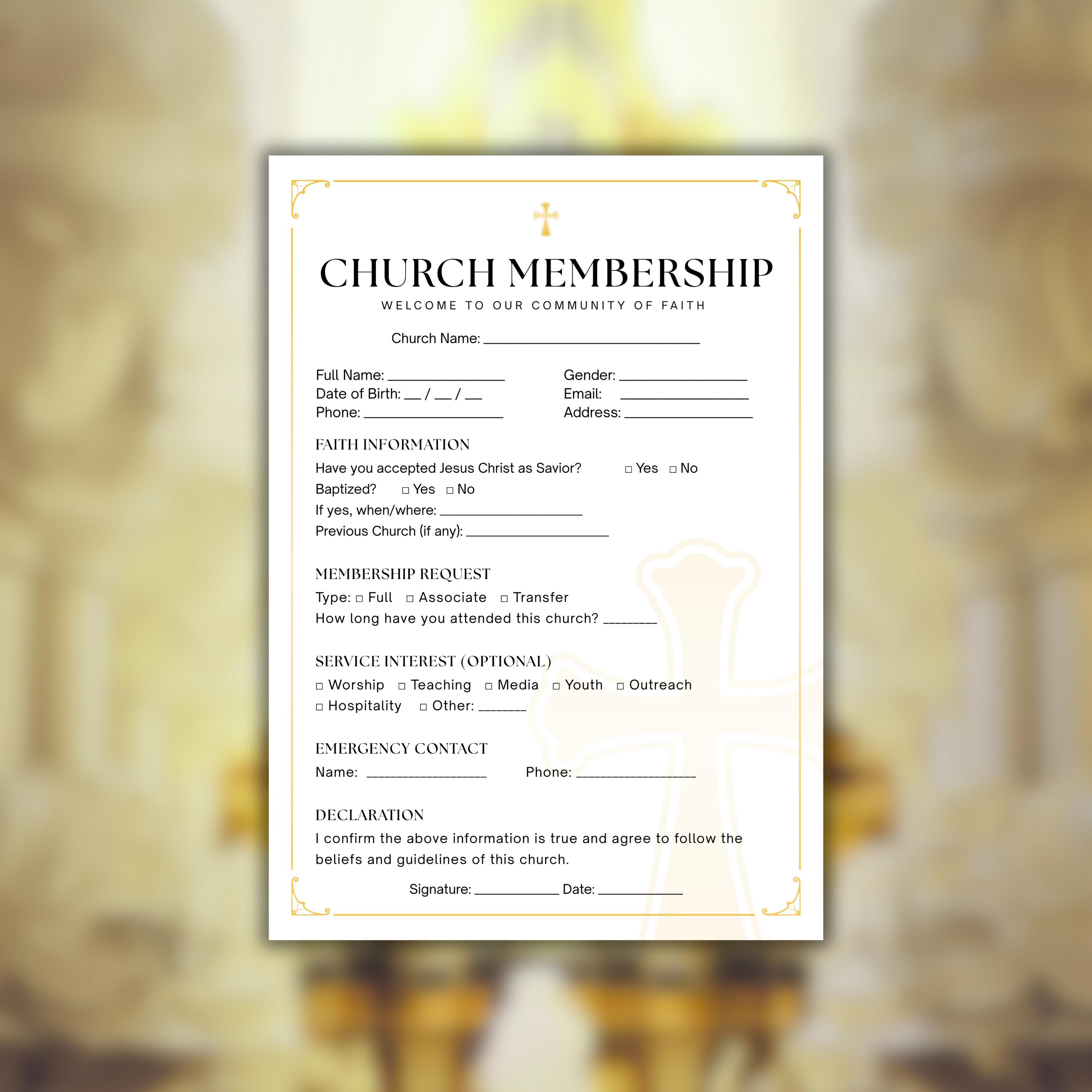 Editable Church Membership Application Form Canva Template | Membership ...