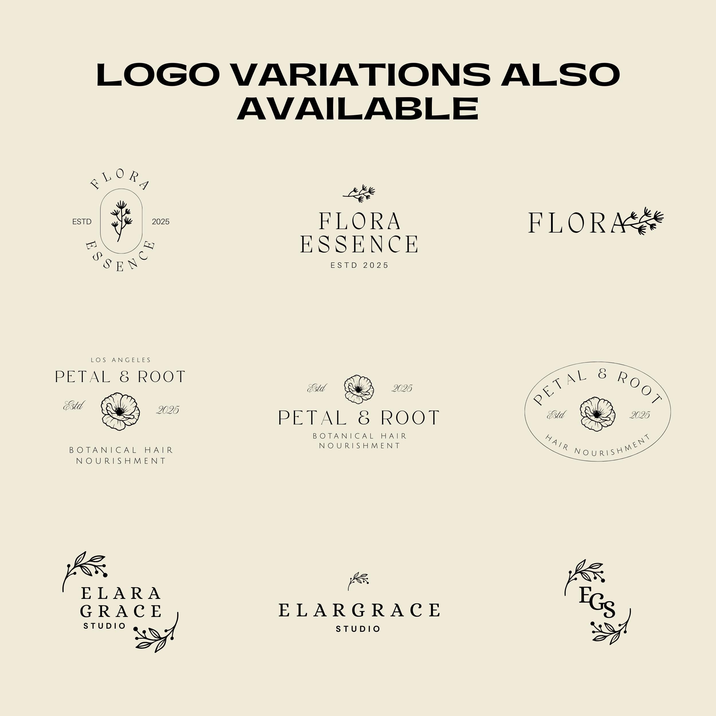 50 Premade Floral Logo Canva, Botanical Logos, Bouquets, Branches ...
