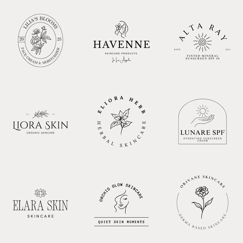 50 Premade Skincare Logos | Customizable Skincare Branding Logo ...