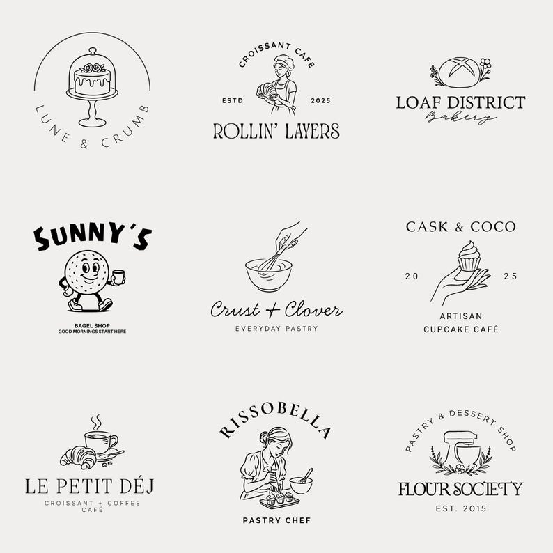 50 Premade Bakery Logos | Customizable Pastry Chef Logo | Baker Logo ...