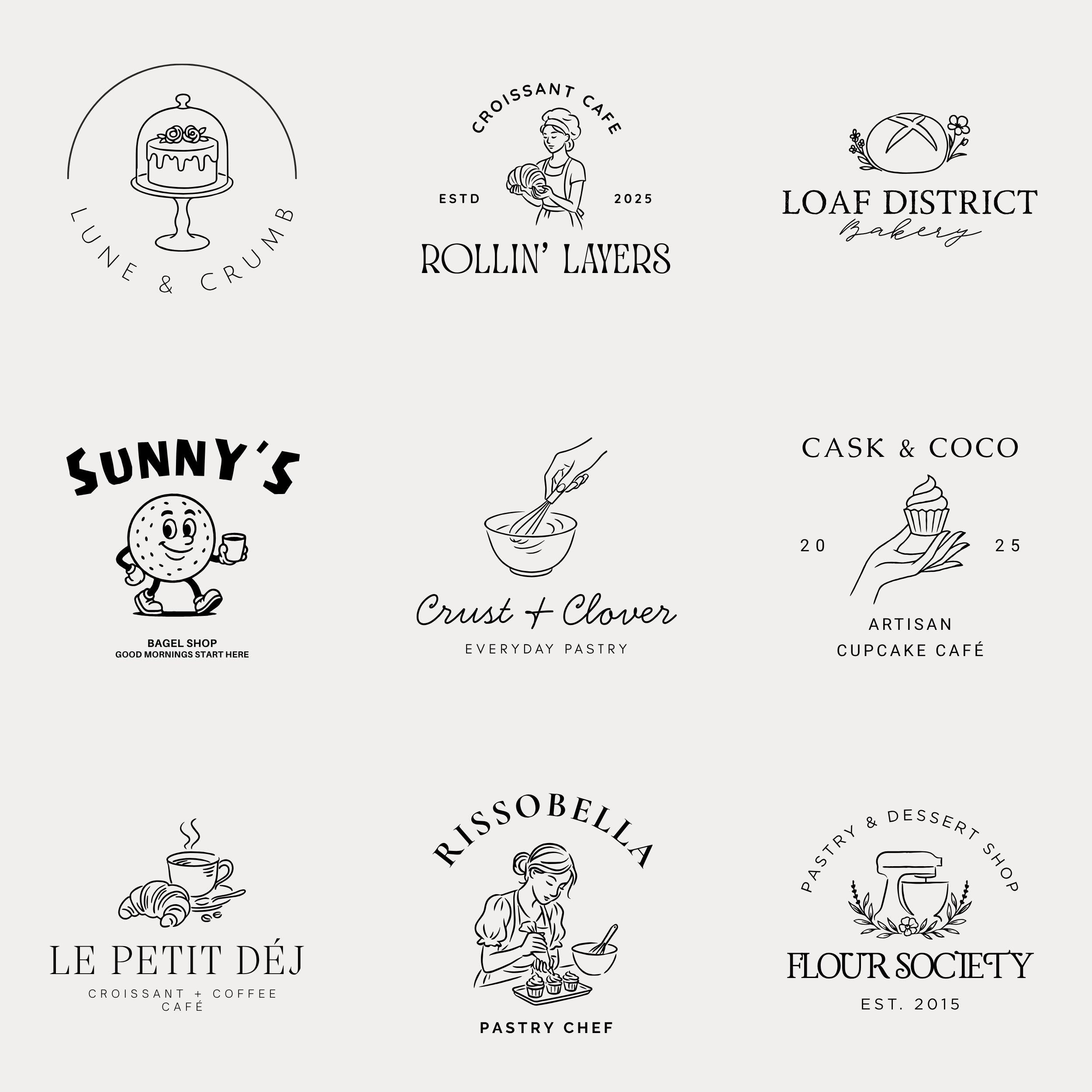 50 Premade Bakery Logos | Customizable Pastry Chef Logo | Baker Logo ...