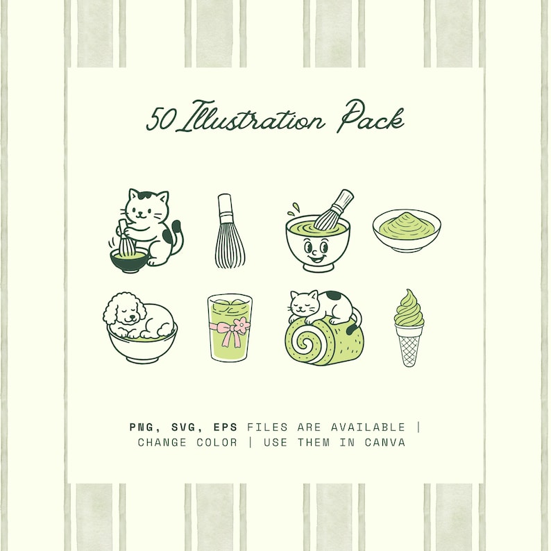 50 Matcha Tea Illustrations | Matcha Clipart | Matcha Tea PNG | Cute ...