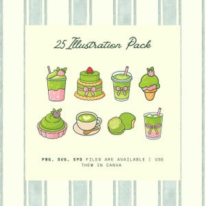 25 Cute Matcha Tea Illustrations | Kawaii Matcha Clipart | Cute Matcha ...