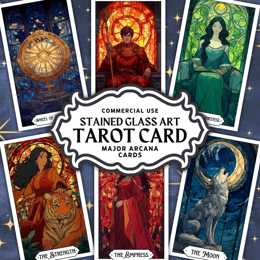 Printable Stained Glass Tarot Deck , Major Arcana Card, 22 Cards Tarot ...
