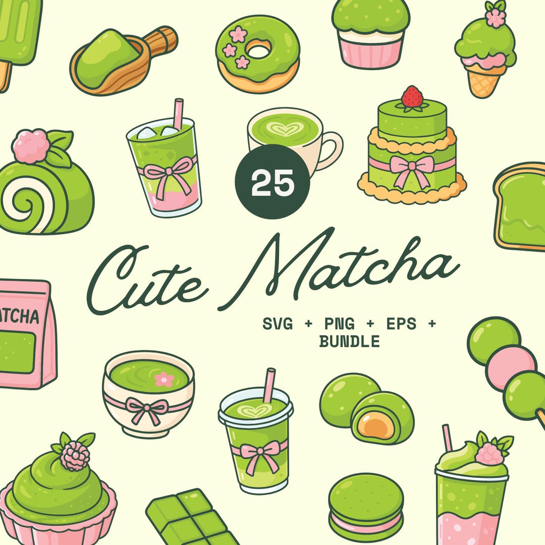 25 Cute Matcha Tea Illustrations | Kawaii Matcha Clipart | Cute Matcha ...