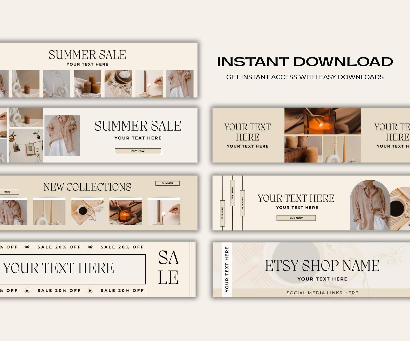 50 Etsy Shop Banner Templates, 50 Boho Canva Banner Templates, Etsy ...