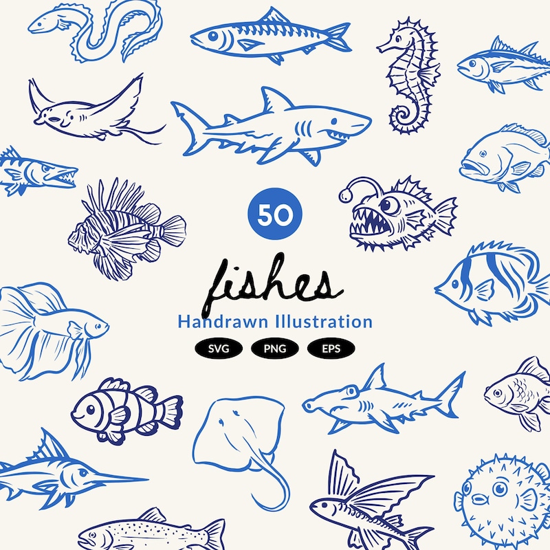 Fish Drawing Poster - Etsy