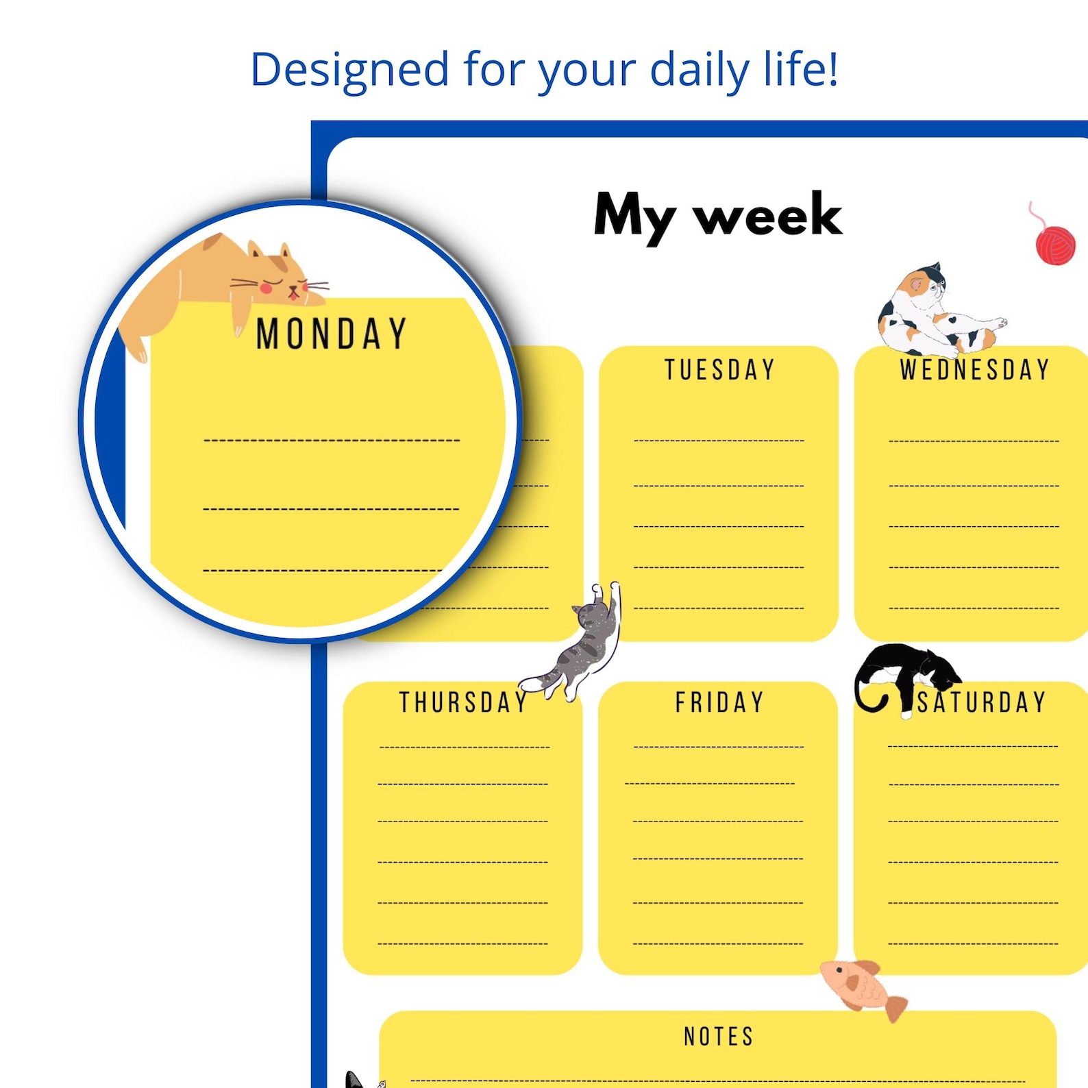 Cute Weekly Planner – Printable PDF | Digital Download | Cat-themed ...