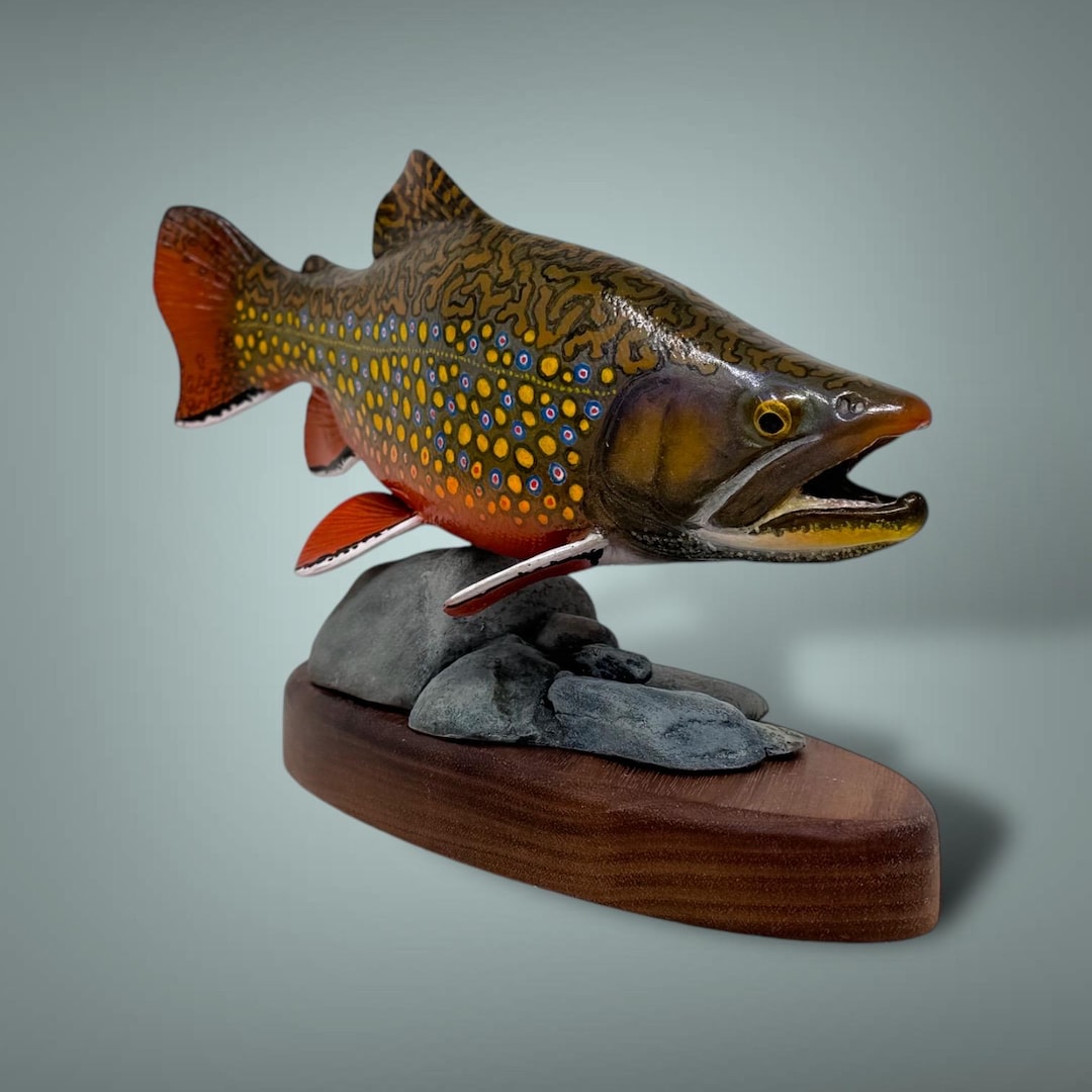 Brook Trout Original Wood Carving Fishing Gift for Angler Flyfishing ...