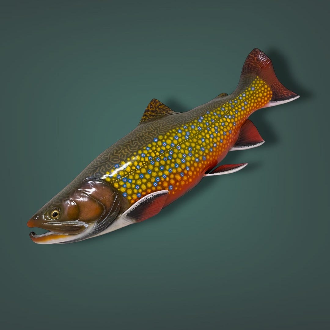 Original Hand-carved Brook Trout Art - 21” Wall Decor for Fishing ...